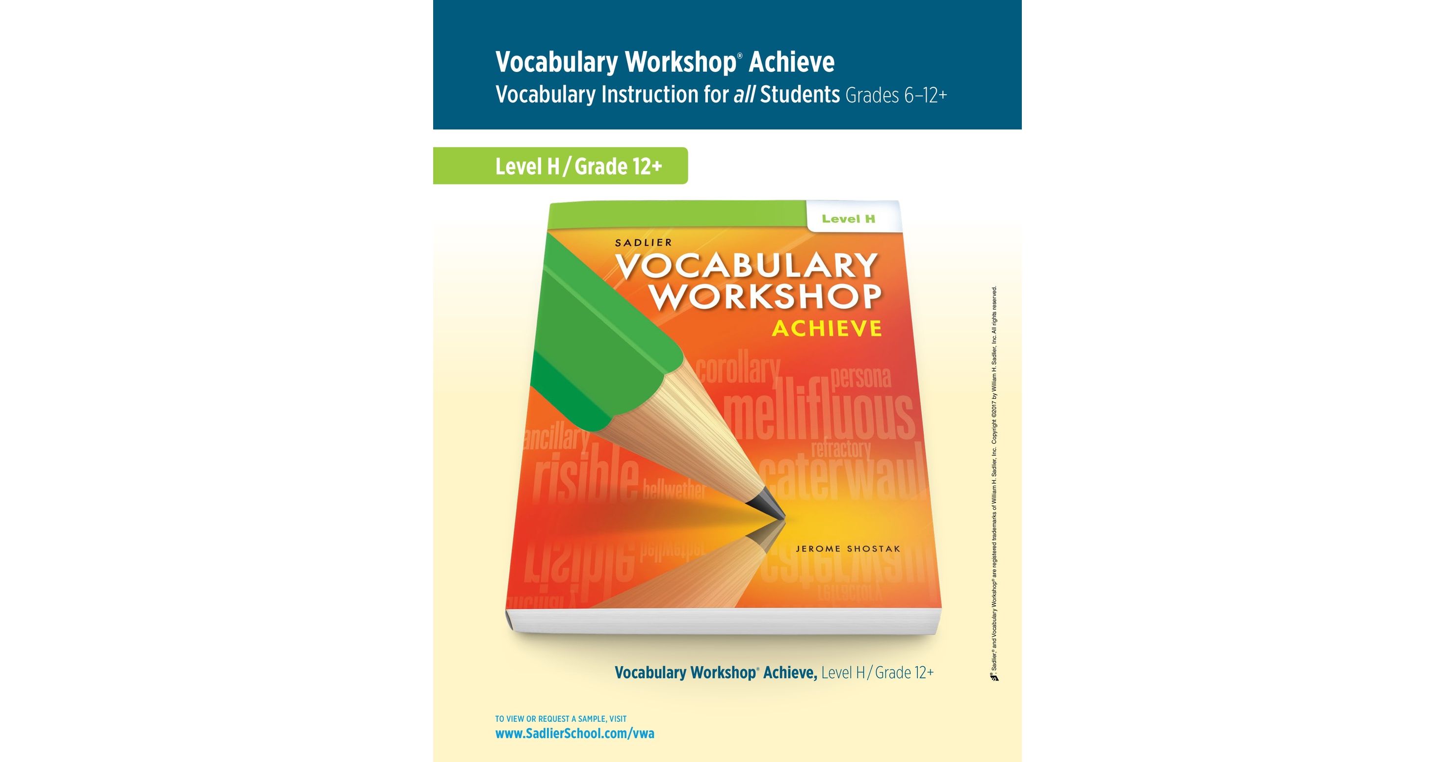 Vocabulary Workshop Achieve Level H Grade 12 Student Edition