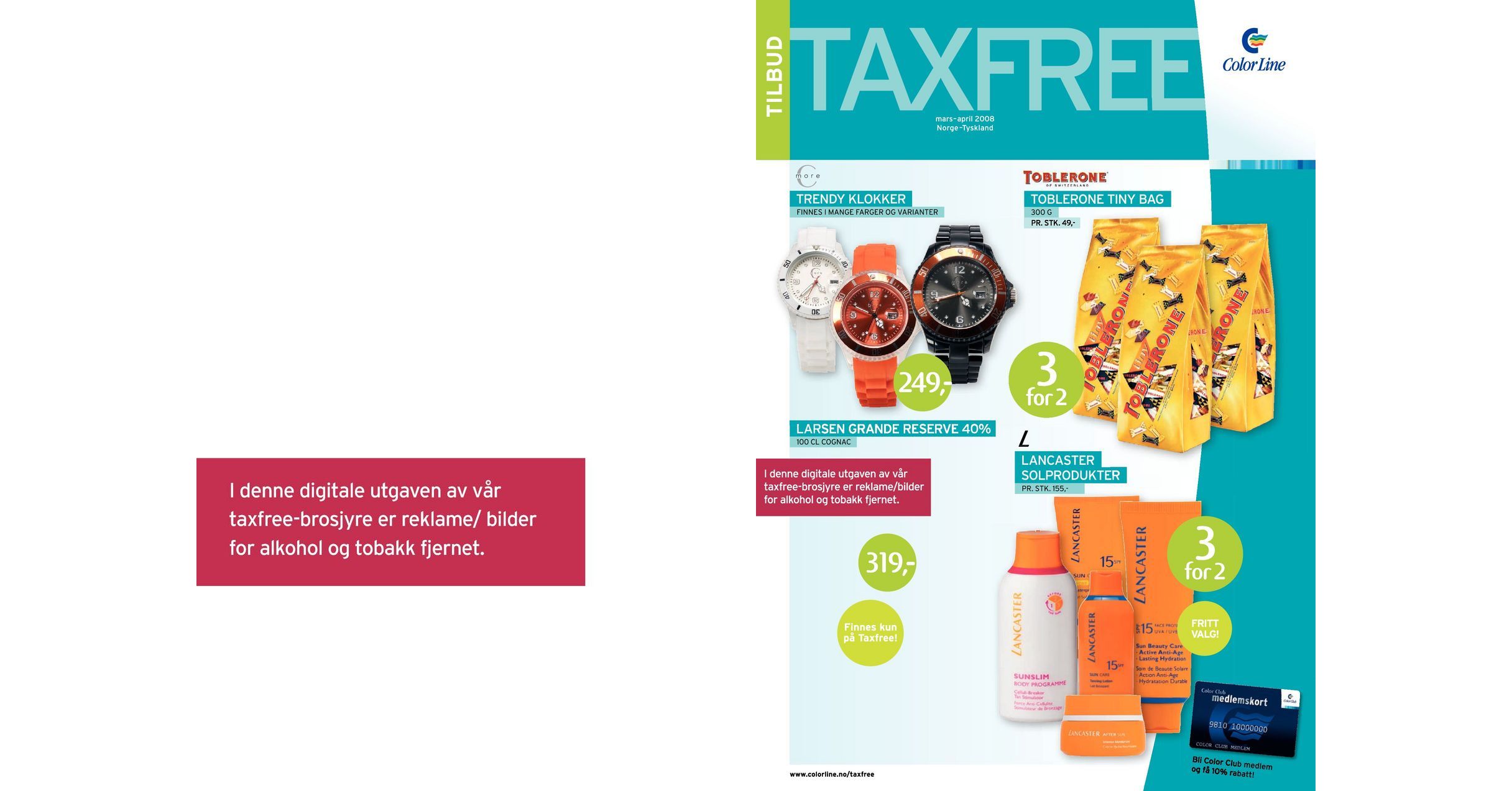 Color Line TY Tilbudsavis Taxfree mars/april 08
