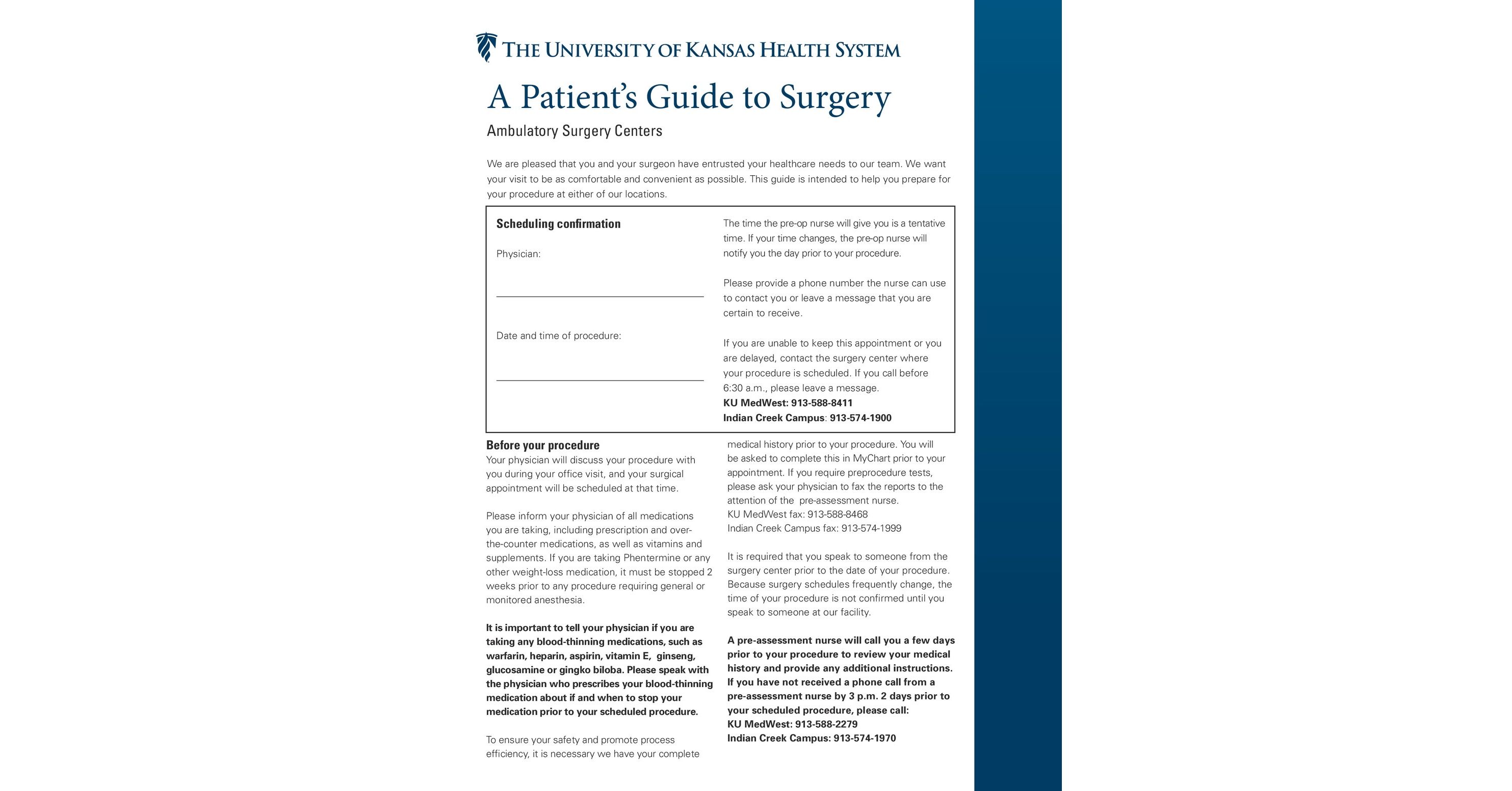 Ambulatory Surgery Center Patient Brochure Update August 2020 (20900)