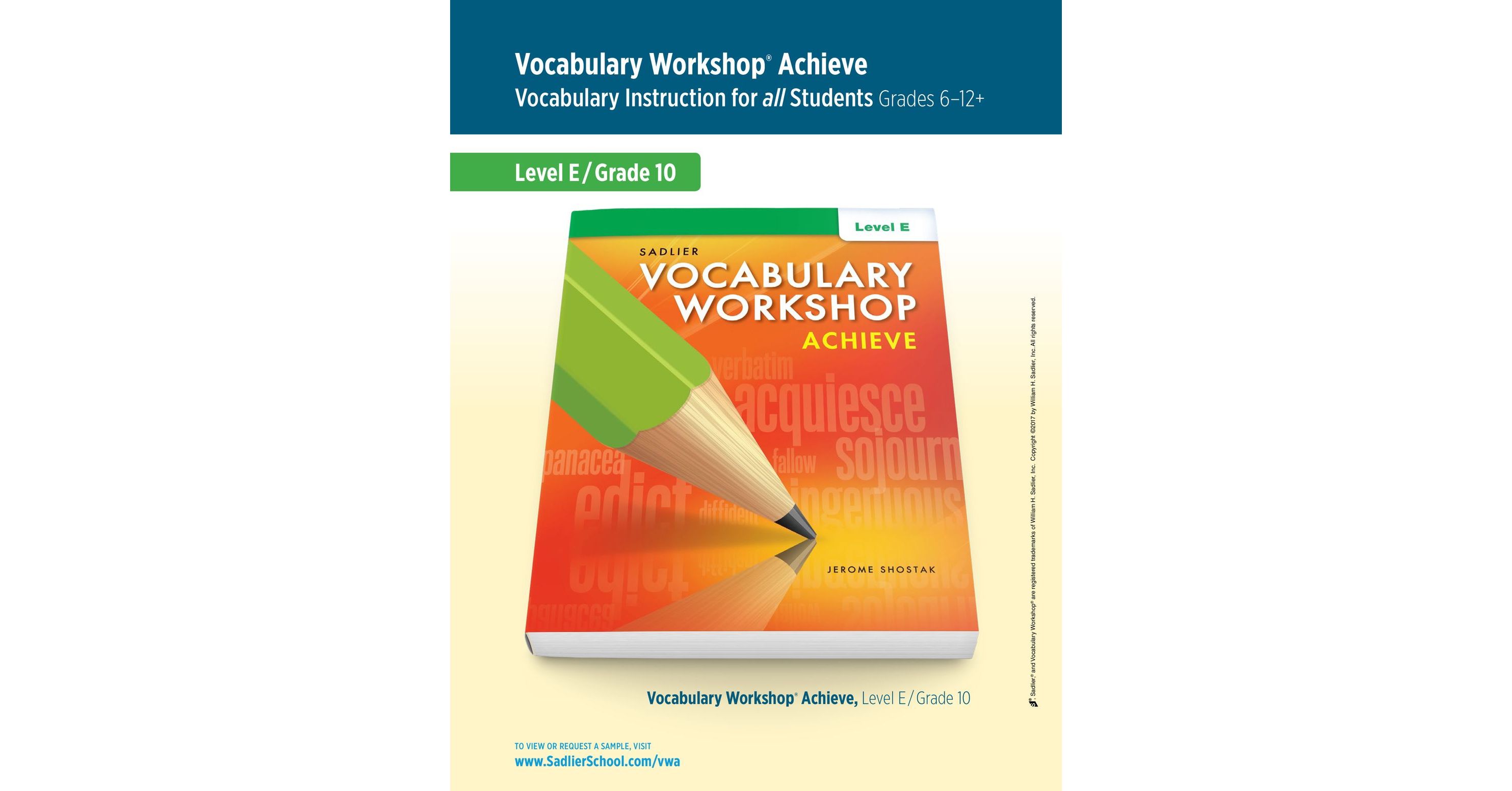 Vocabulary Workshop Achieve, Level E (Grade 10), Student Edition
