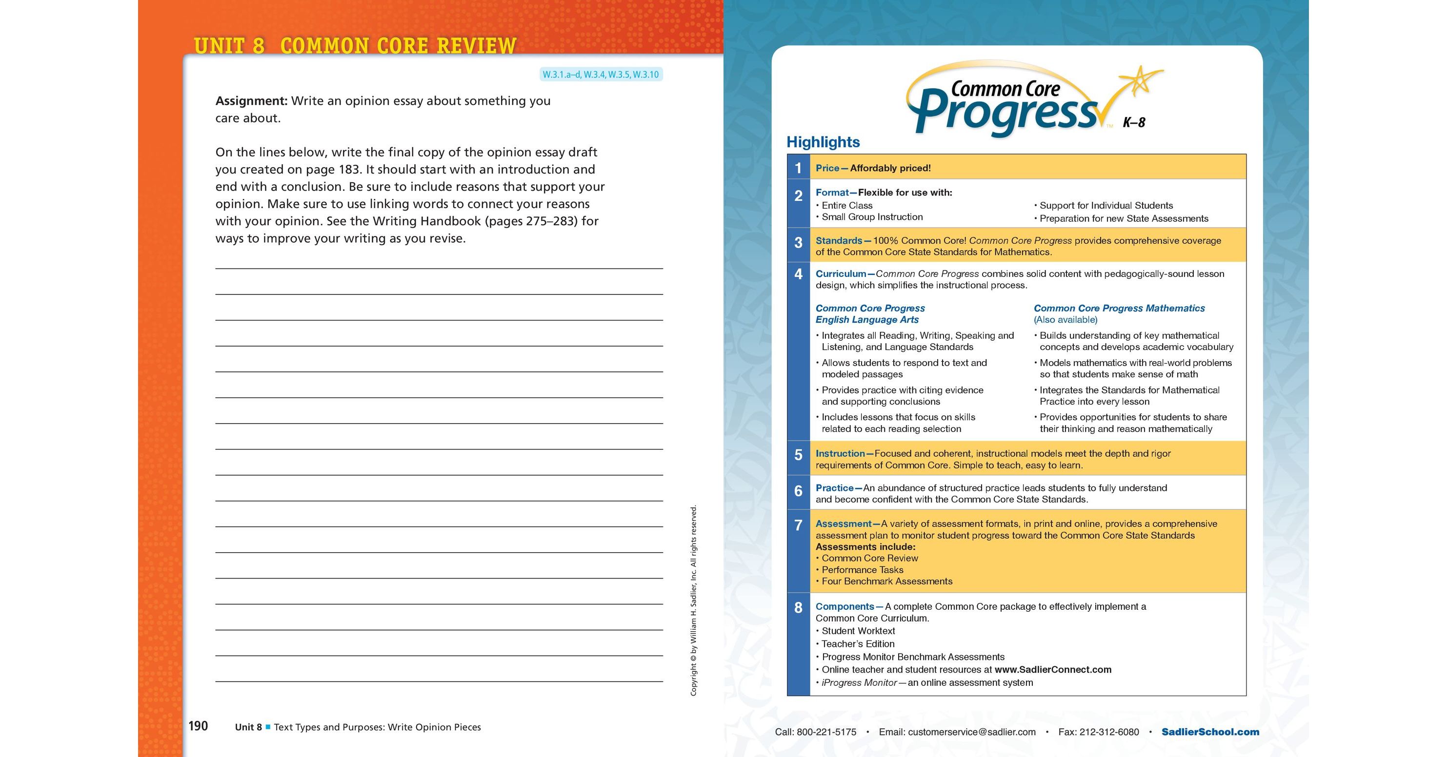 Common Core Progress-English Language Arts-Gr 3 Student Edition Sampler